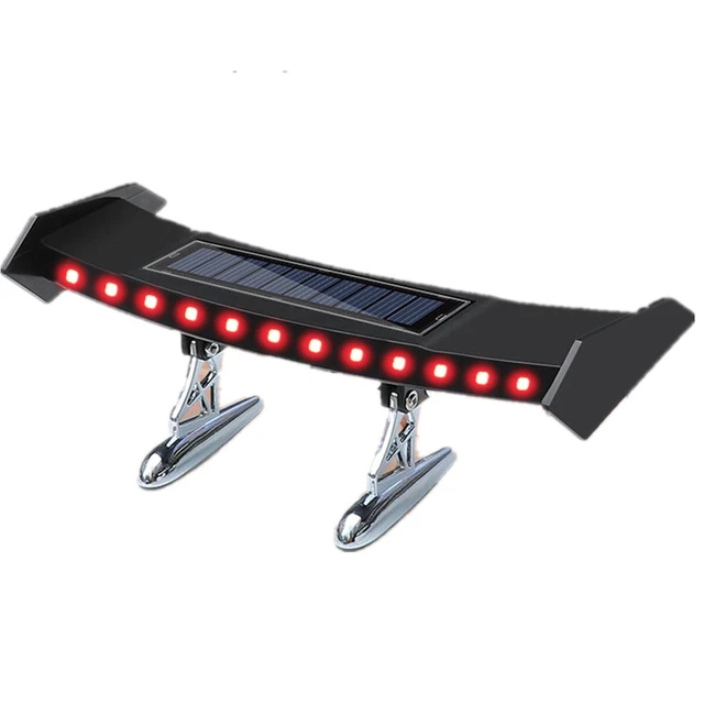 CAR SOLAR TAIL Light Rear Spoiler LED Flash Red Lamp Safety Warning ...