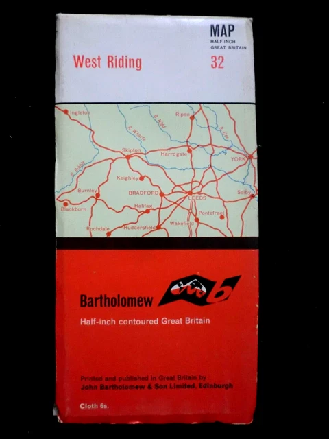 VINTAGE BARTHOLOMEW'S MAP of West Riding (1967) Sheet 32 - Yorkshire ...