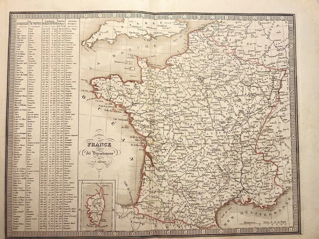 ANTIQUE 86 DEPARTMENT Of France Paris Map 1847 Original Steel Engraving ...