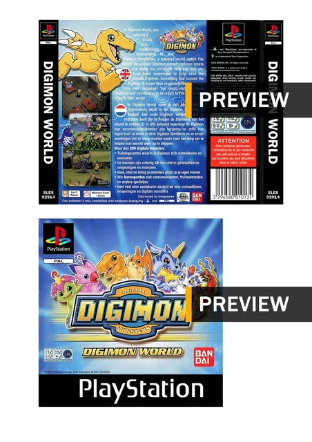 DIGIMON WORLD - PlayStation PS1 Inlay Covers Front + Back Reproduction ...