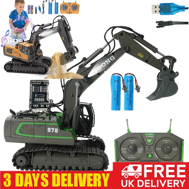 REMOTE CONTROL DIGGER Kids Excavator Truck RC Digger Tractor Toys ...