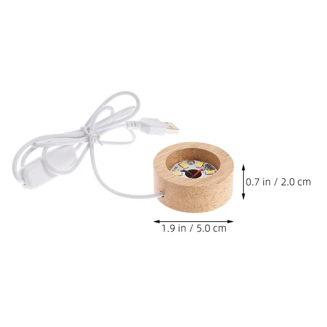 MINI ROUND WOOD LED Lighted Display Base for Crystal Ball Resin Art ...