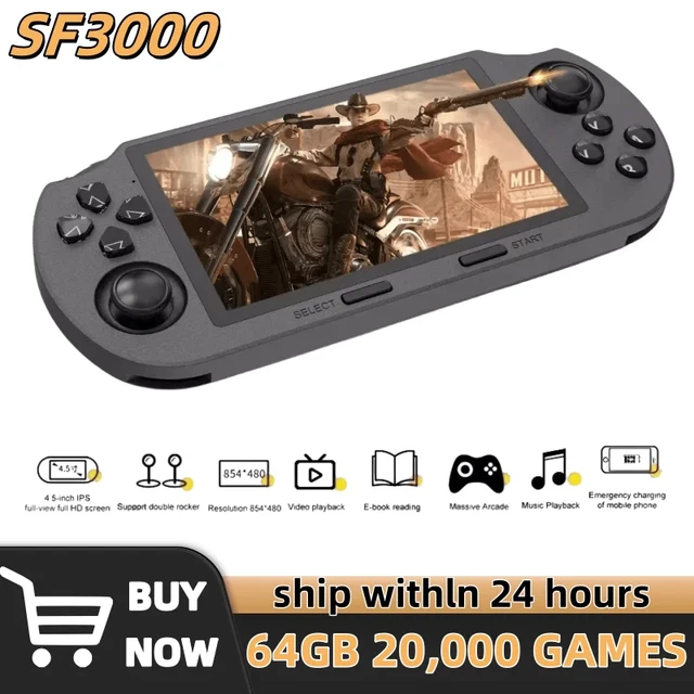 SF3000 RETRO GAME Handheld Console Player Emulator 4.5 Inch 64GB 20000 ...