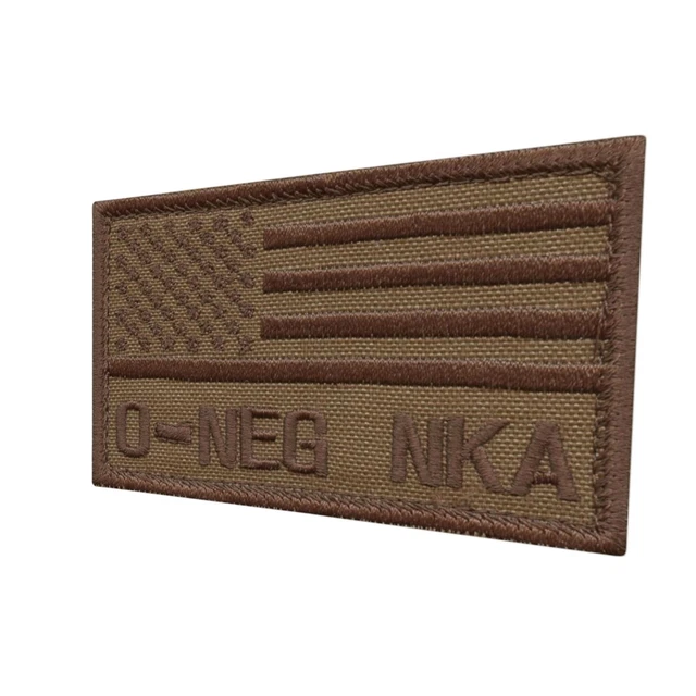 O- ONEG O NEG USA flag coyote tan blood type army armee insigne patch ...
