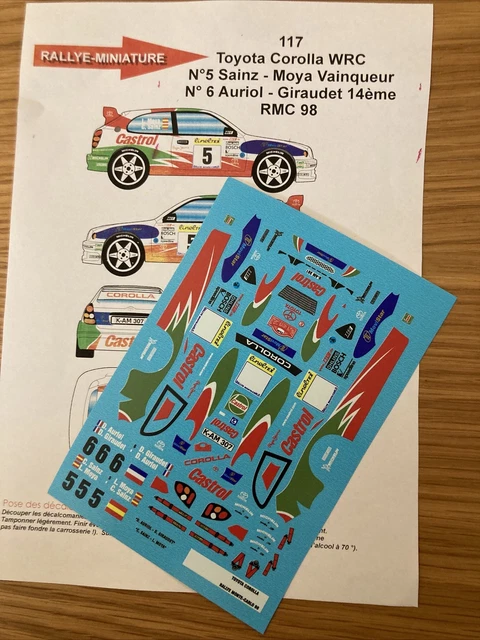 DECALS 1/43 TOYOTA Corolla Auriol Sainz Rallye Monte Carlo 1998 Wrc ...