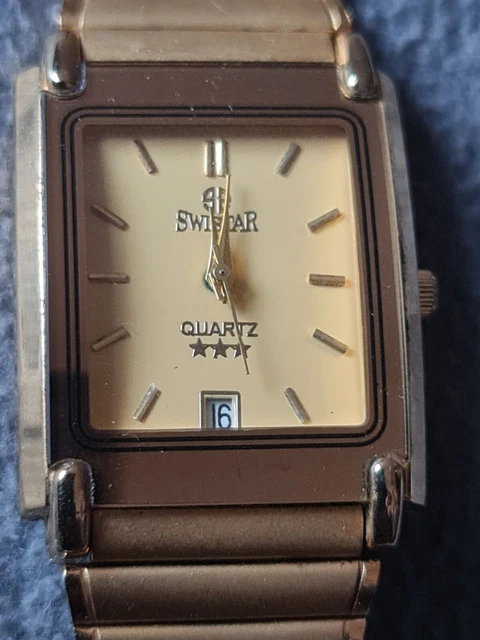 VINTAGE LIMITED EDITION 22k Gold Electroplated Swistar Mens Watch £50. ...