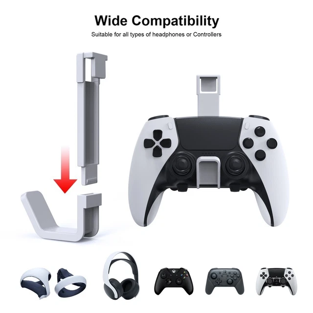 FOR PS5 CONTROLLER Headset Hanger Mount Side Storage Rack 2 Pack Holder ...