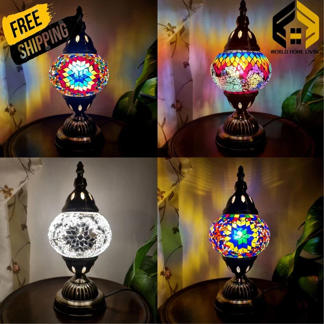 LAMPE TURQUE COLORÉE authentique style Tiffany lampes de bureau en ...