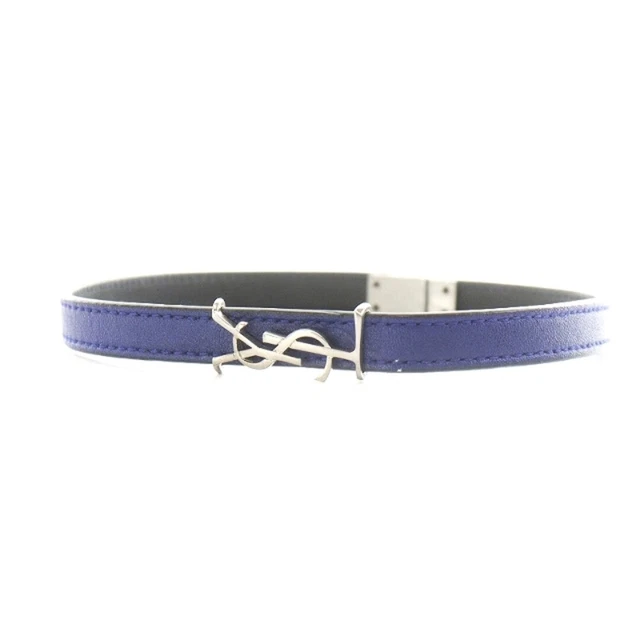 SAINT LAURENT PARIS Opium Cassandra Logo YSL Bracelet Leather Navy AN42 ...