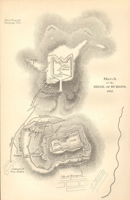 PENINSULAR WAR MAP/BATTLE Plan Battle ~ Siege Of Burgos 1812 $40.14 ...