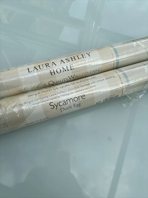 LAURA ASHLEY HOME Wallpaper 2 Rolls Sycamore Duck Egg Batch W091313-A/4 ...