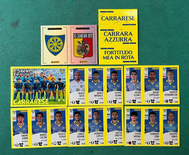 CALCIATORI PANINI 2024-25 Carrarese Squadra Completa - 7 Figurine + Extra 2025 EUR 2,10 ...