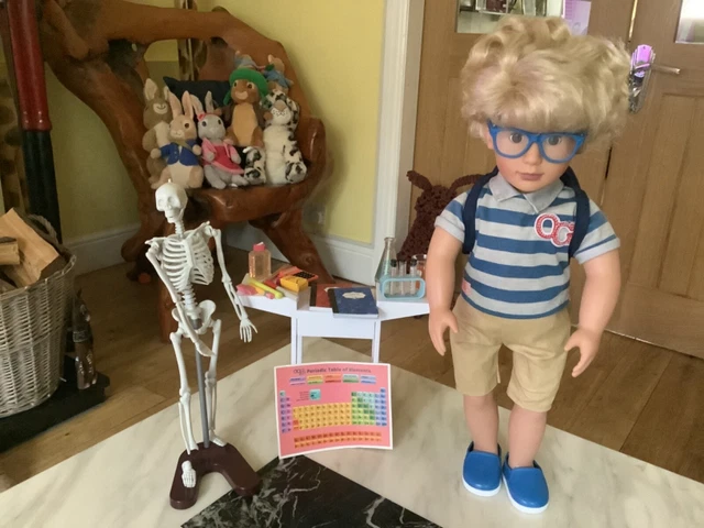 OUR GENERATION SCHOOLBOY bundle - Leo with Chemistry Set & Skeleton ...