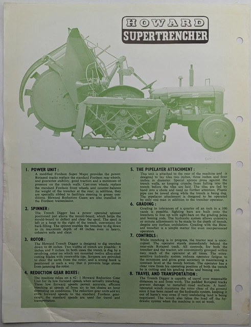 HOWARD SUPERTRENCHER BROCHURE, c 1950's, Fordson Super Major With ...