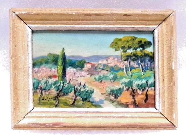 ANCIEN PETIT TABLEAU signé J. Rougier – paysage méditerranéen – huile ...