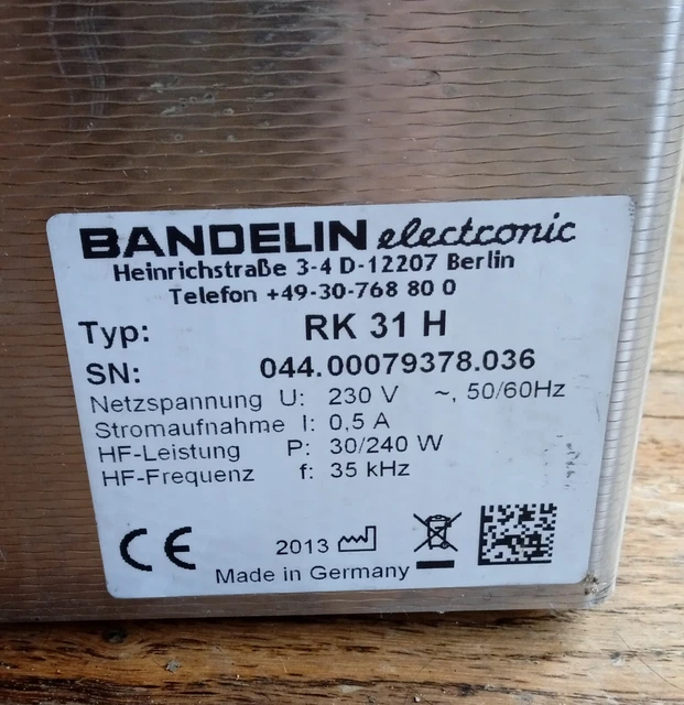 MACHINE BANDELIN SONOREX RK31H pour nettoyage aux ultrasons, avec ...