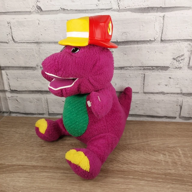 BARNEY SOFT TOY Silly Hat Talking 11" Plush Purple Dinosaur 2001 Mattel ...