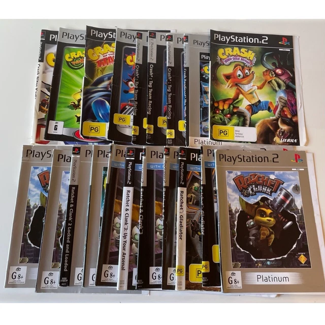 PLAYSTATION 2 PS2 Crash Bandicoot & Ratchet & Clank Cover Art Lot (15 ...