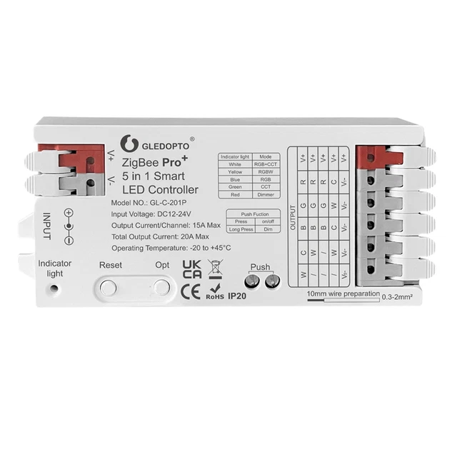 3.0 LED CONTROLLER 5In1 Dimmer 12V 24V 20A RGB/RGBW/RGBCCT/CCT2974 $37. ...