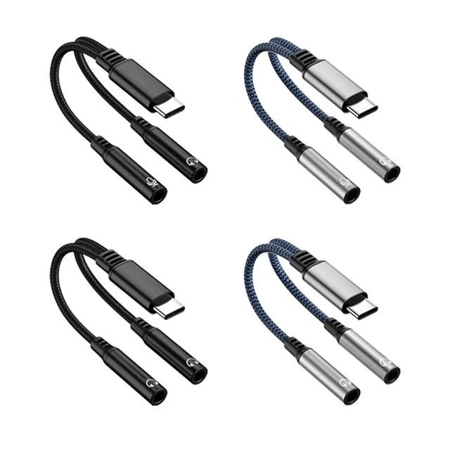 TYPE C TO Double 3.5mm Female Adapter Cable for Laptop Earphones ...