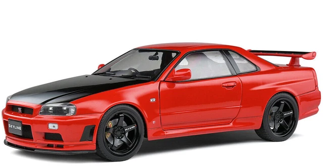 1999 NISSAN SKYLINE GT-R R34 RHD Active Red with Black Hood Solido 1/18 ...