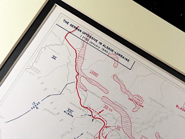 WW2 MAP AXIS Troop Positions Alsace Lorraine German Frontline Himmler ...