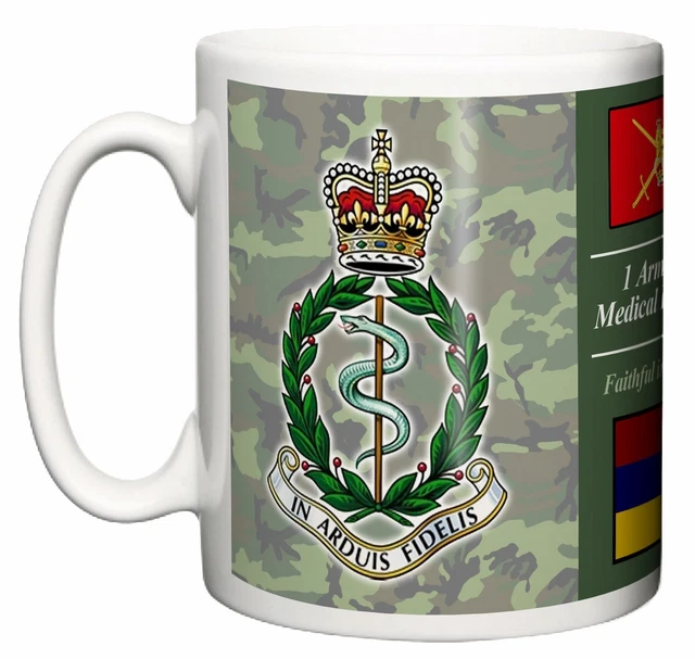 BRITISH ARMY SOLDIER 1 Armoured Medical Regiment Badge Motto TRF Coffee ...