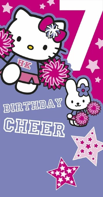 HELLO KITTY AGE 7th Birthday Card Children Kids Girls Birthday Party ...
