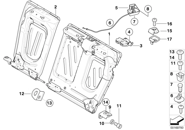 BMW GENUINE LOAD-THROUGH Rear Seat Hex Bolt With Washer M8x20-ZNS3 ...