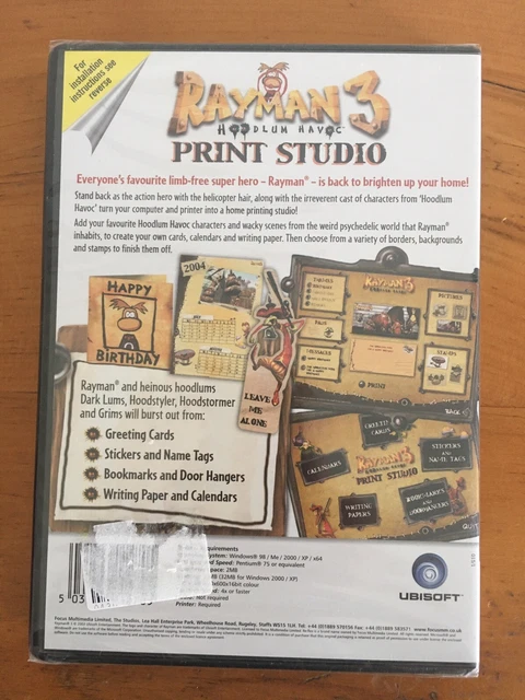 RAYMAN 3 HOODLUM Havoc Print Studio PC CD-ROM New & Sealed Free UK Post ...