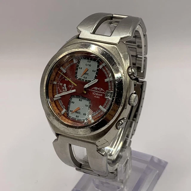 VINTAGE SEIKO ALBA AKA V657-6030 Quartz Red Dial Date Chronograph Mens ...