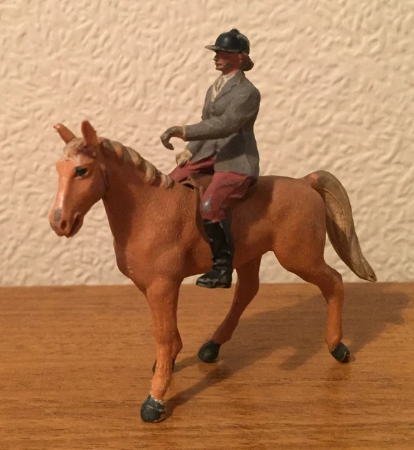 VINTAGE BRITAINS LTD Plastic Farm Bay Tan Horse w Lady Figure ...
