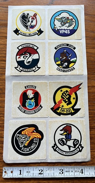 8 VINTAGE STICKERS Decals USAF Patron Patrol Fighter Squadron Vietnam ...