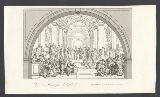 SCUOLA DI ATENE, DI RAFFAELLO , incisione su rame del 1835 ...