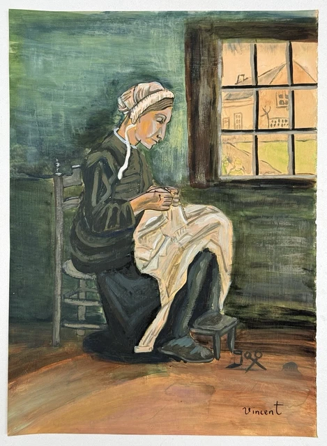 VINCENT VAN GOGH (Handmade) Drawing On Old Paper Signed & Stamped, Vtg ...