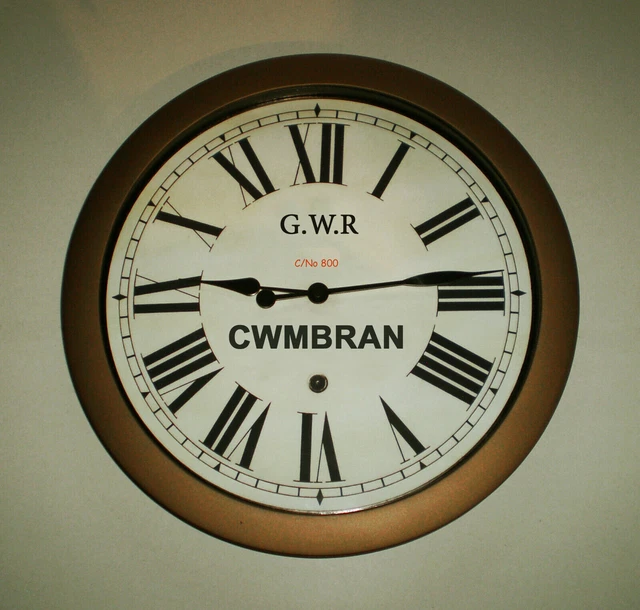 GWR RAILWAY VINTAGE Style Waiting Room Clock, CWMBRAN Station Replica ...