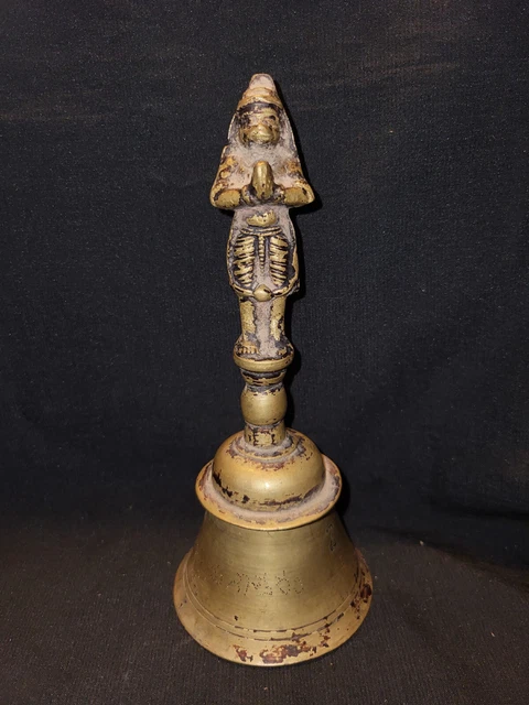 ANTIQUE TRADITIONNEL INDIAN Ritual Bronze Puja Cloche & Hanuman Sur ...