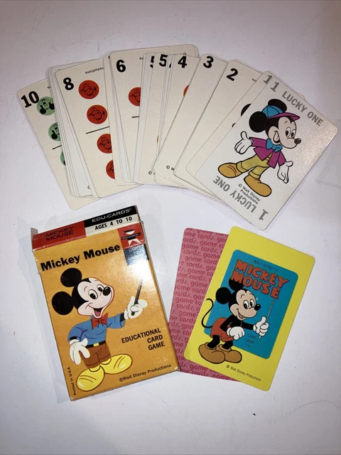 DISNEY MICKEY MOUSE Educational Card Game 1972 Educards Vintage 34 ...