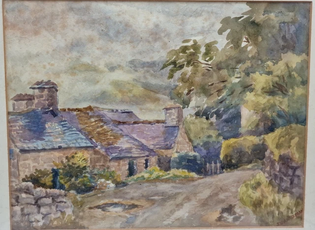 VINTAGE DEVON WATERCOLOUR Depicting Country Cottage Scene Signed ...