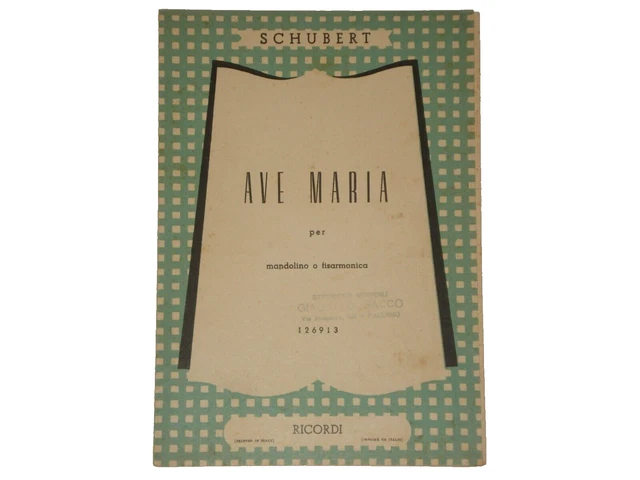 SPARTITO MUSICALE ANTICO ave maria di schubert e per mandolino o ...
