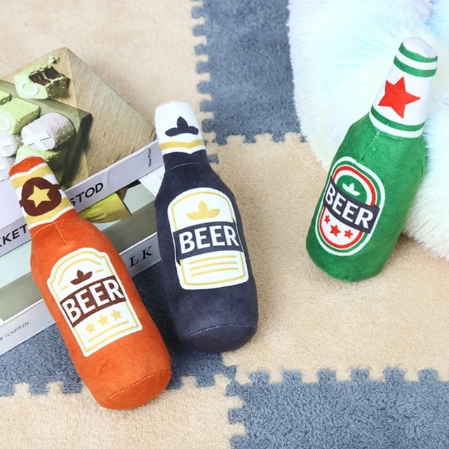 BEER-BOTTLE SHAPE DOG Toy Squeak Tug-of-war for Small & Medium Dog ...