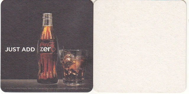 COCA COLA - Coke Just add Zero Australian square Coaster Beermat AA $3. ...