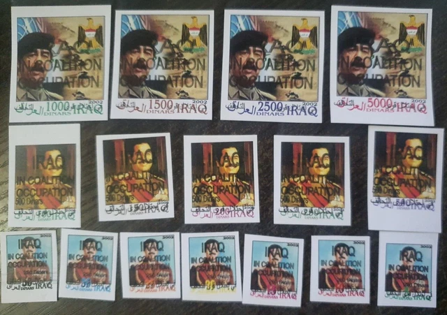 IRAQ PRESIDENT SADDAM Hussein Leader stamp overprint occupation ...