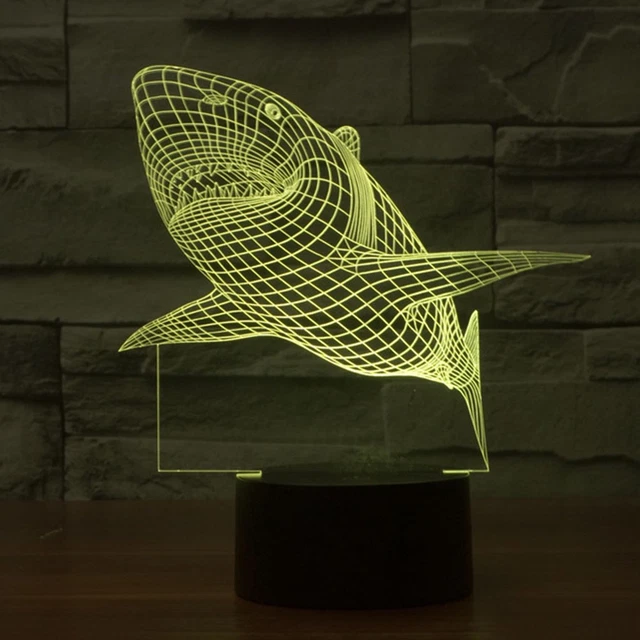 3D LAMP VISUAL Light Effect Touch Colors Changes Night Light (Shark) £ ...