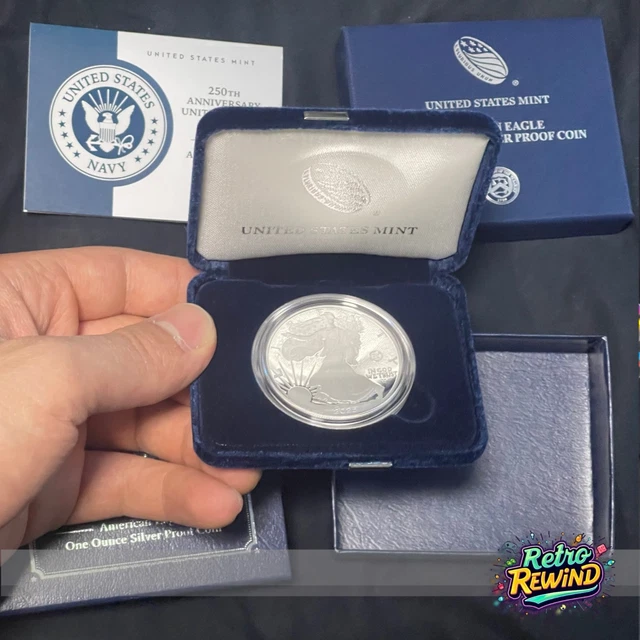 250TH ANNIVERSARY US Navy American Eagle One Ounce Silver Proof Coin ...