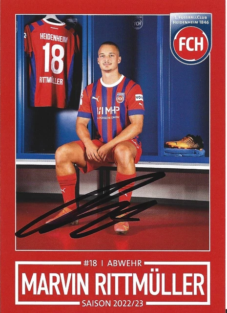 MARVIN RITTMÜLLER , 1. FC Heidenheim 1846 , Autogrammkarte 2022/2023 ...