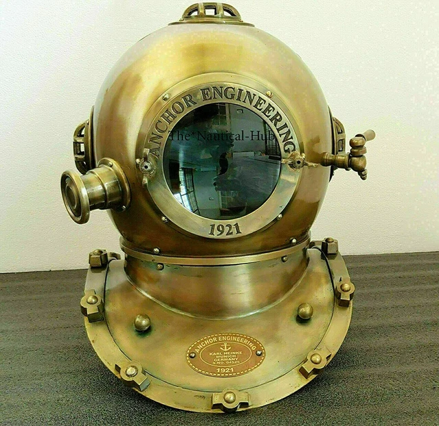 ANCIEN PLONGÉE CASQUE Marron Style Foncé Mer Mark Iiv Américain Marine ...
