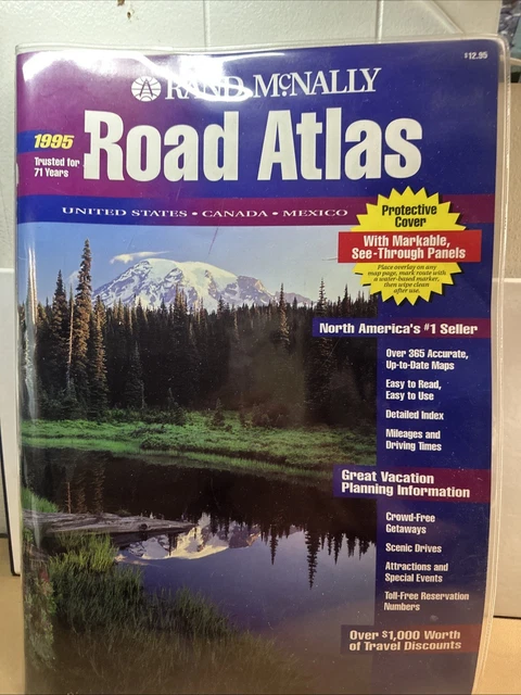 1995 RAND MCNALLY Road Atlas United States Canada Mexico Vintage Maps W ...