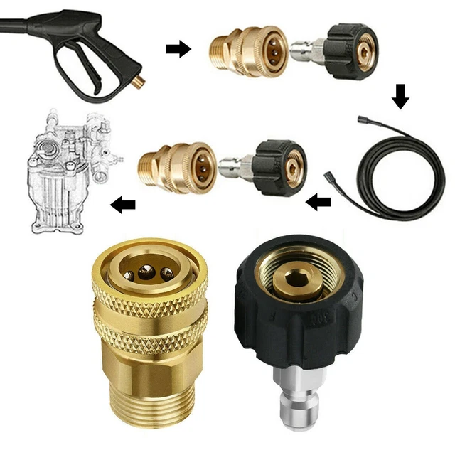 RACCORD TUYAU RACCORD nettoyeur haute pression laiton M22 14mm doré et noir EUR 18,04 - PicClick FR