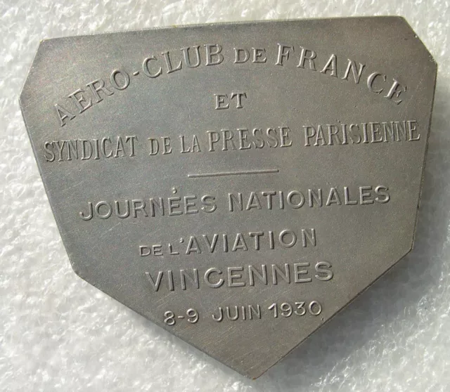 MEDAILLE ART DECO AERO CLUB DE FRANCE 1930 AVIATION VINCENNES attribuée ... MEDAILLE ART DECO AERO CLUB DE FRANCE 1930 AVIATION VINCENNES attribuée ...